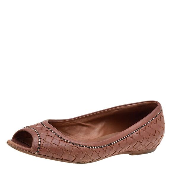 Bottega Veneta | Shoes | Bottega Veneta Brown Intrecciato Leather Peep ...